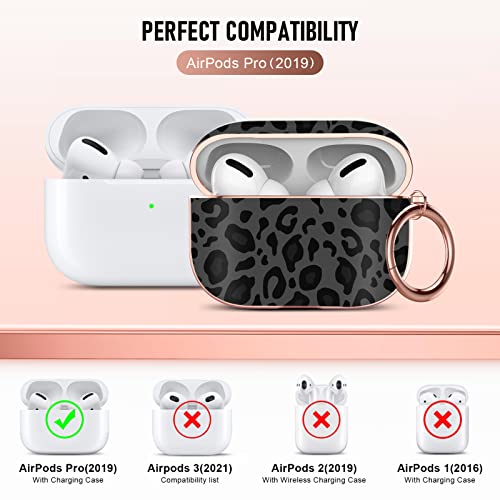 Maxjoy,Protective Shockproof Cover with Keychain Compatible,Cute Apple airpods Pro case,for Girls and Women and Men (Leopard Print on Black)