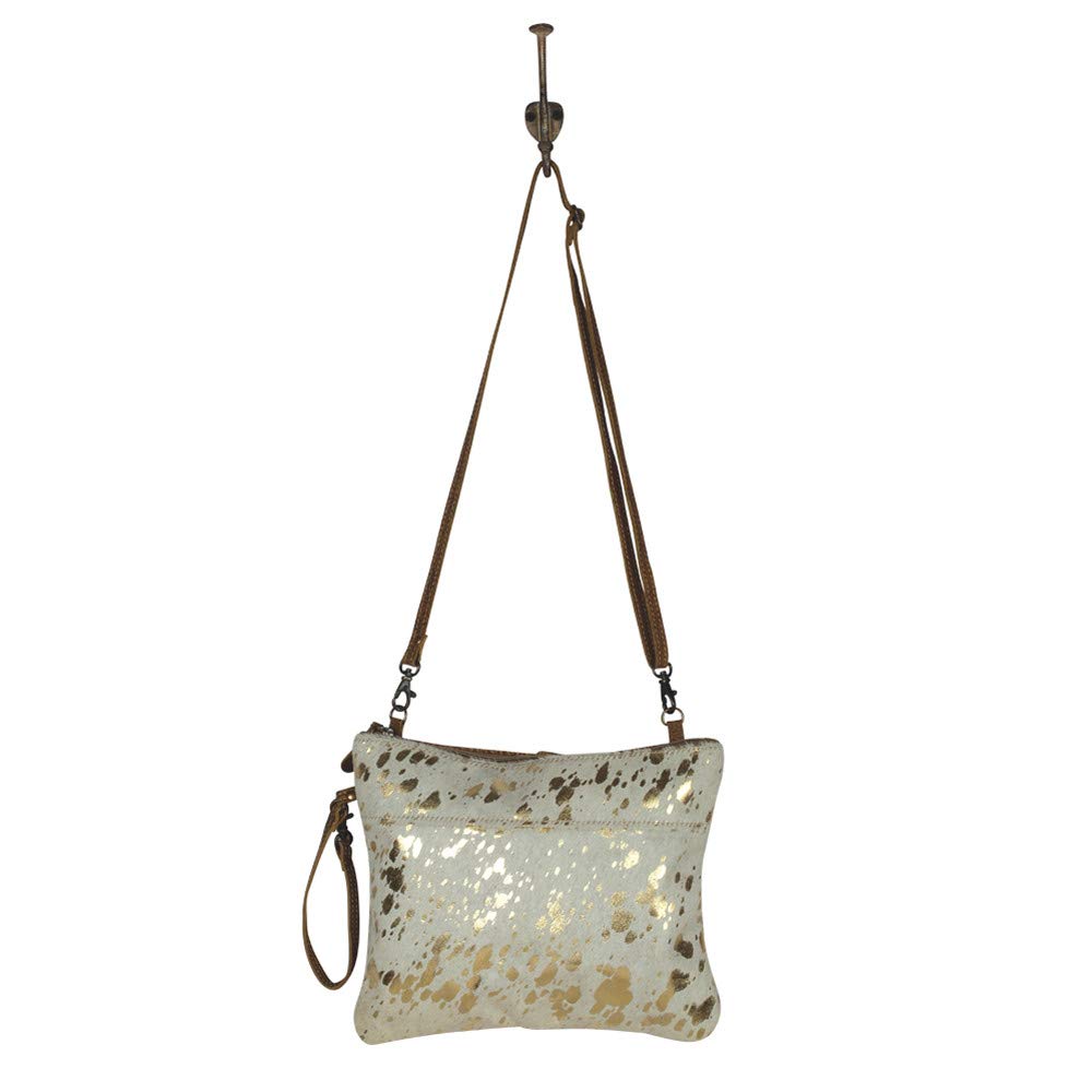Myra Bags Sassy Leather Crossbody Gold Fleck