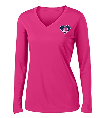 Dinkers & Bangers - Pink United - Women's Pickleball Performance Long Sleeve Shirt - 2 Sided - Berry - M