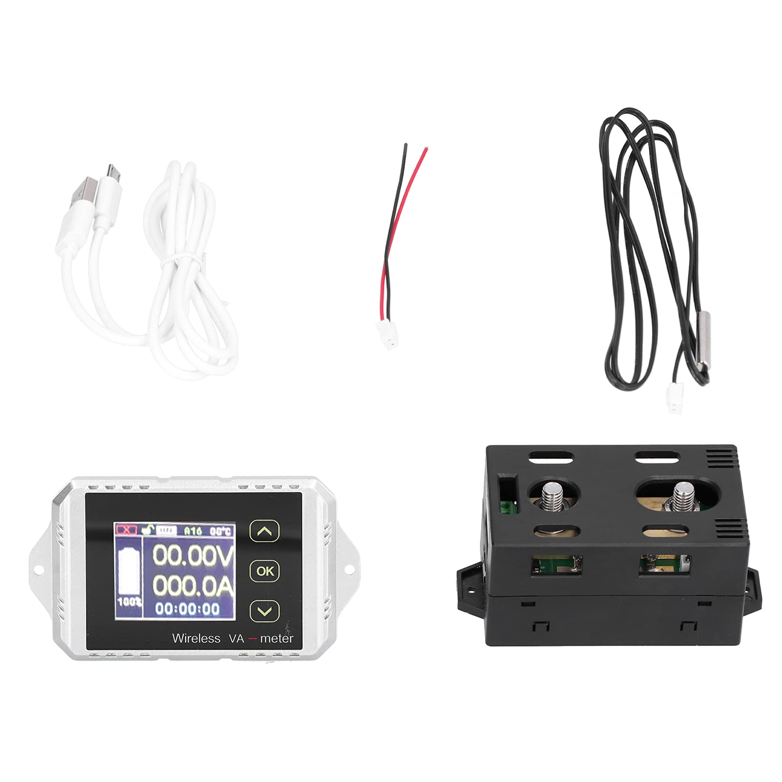 Color Screen DC Voltmeter Ammeter, Lightweight Electrical Measuring Tools with USB Cable for Battery Maintenance Personnel for Electrician