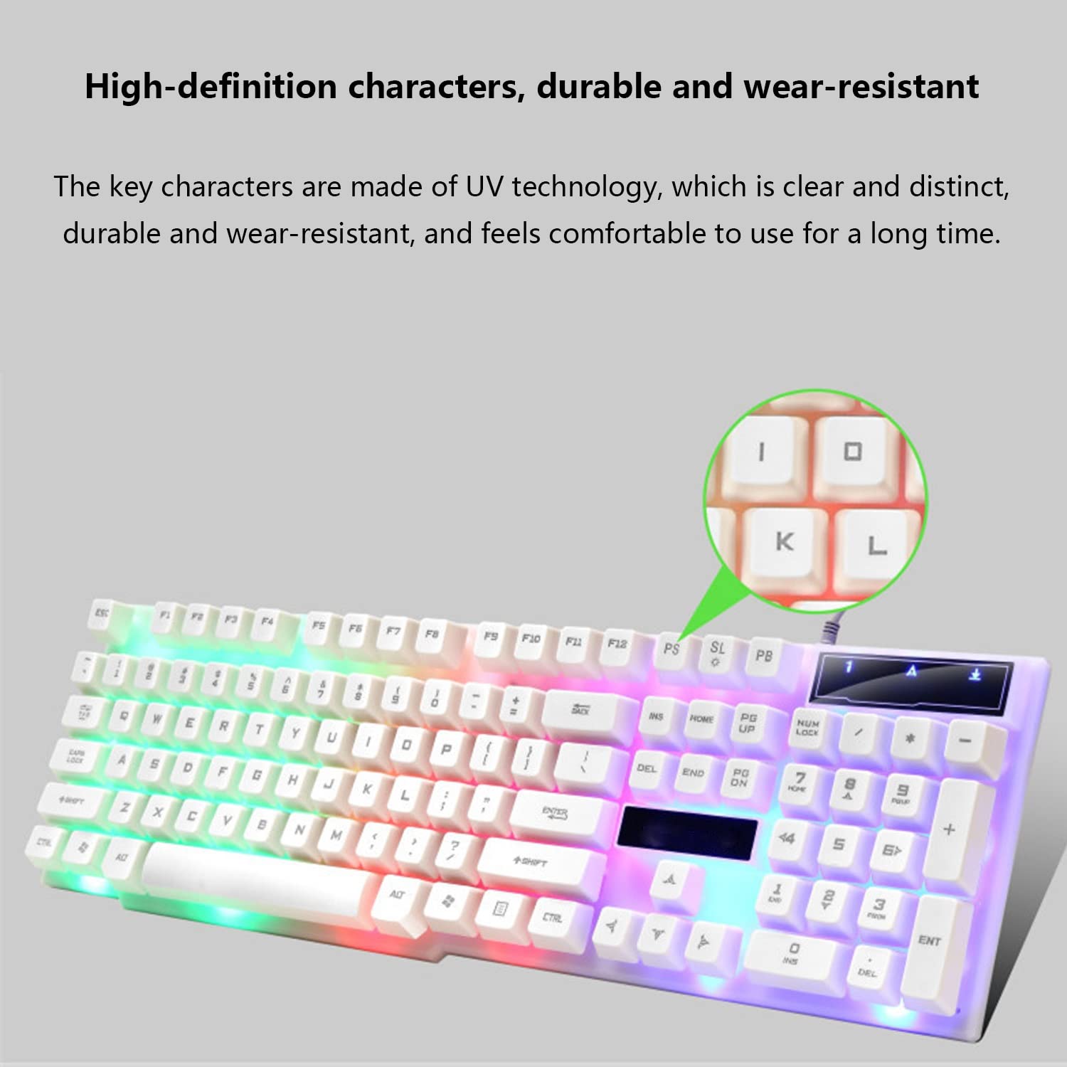 EXHNLE Wired RGB Backlit Gaming Keyboard and Mouse, USB Wired Gaming Keyboard and Mouse Combo, Backlit Keyboard, for Laptop PC Computer Game and Work (Color : White)