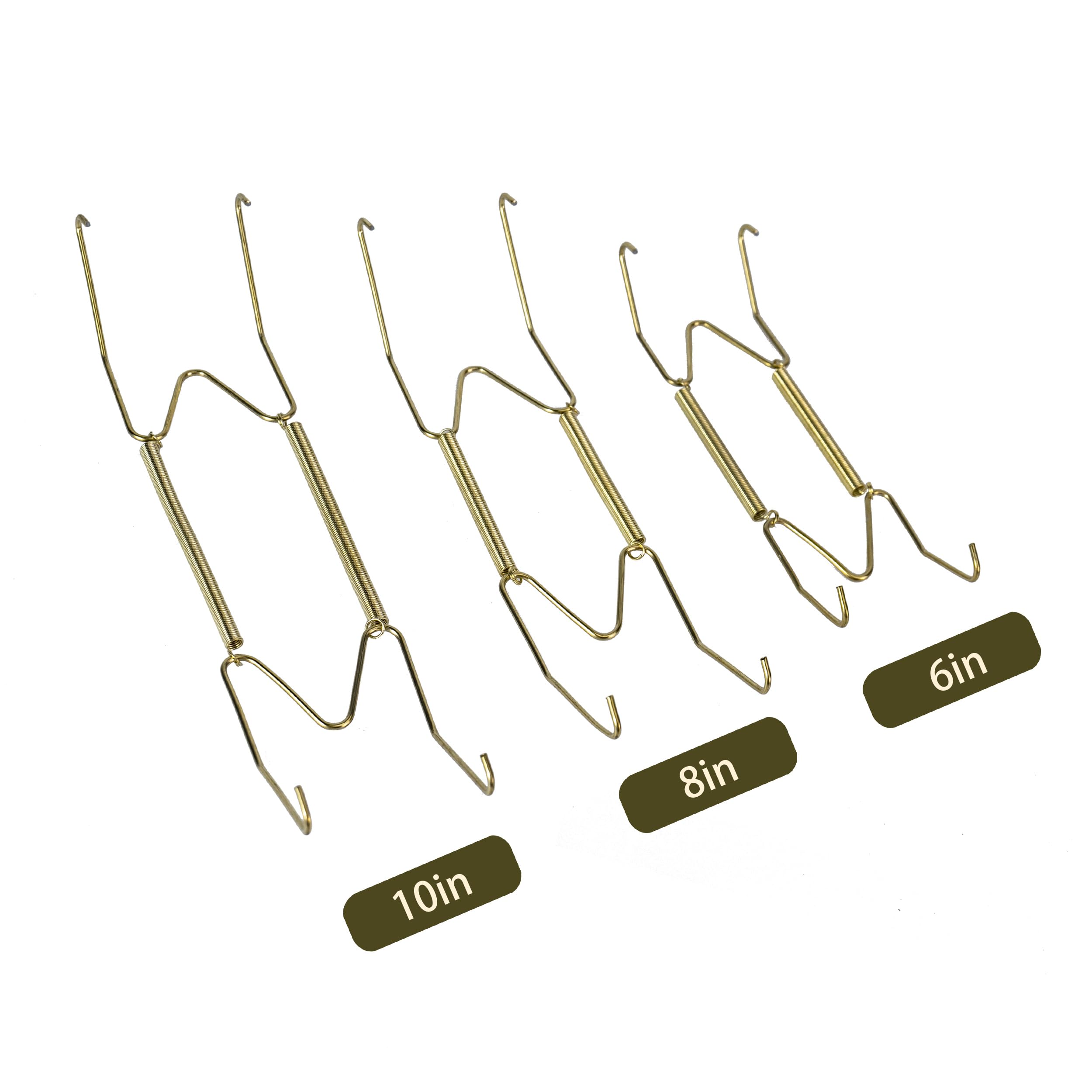LYWBYJ 12 Pieces Invisible Vertical Plate Holders - 6 Pieces Stainless Steel Decorative Wire Plate Holders with 10 Pieces Wall Hooks for Decorative Plates (Gold, 6/8/10 Inch) 
