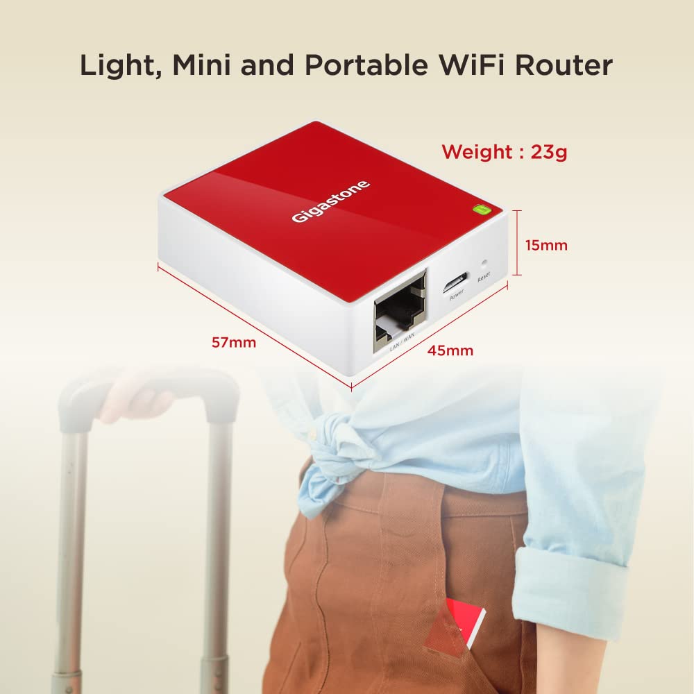 Gigastone TR1 4-Pack Mini Travel Wireless Pocket Router 150Mbps, Router, Repeater, WiFi Range Extension, 802.11N, Built with Qualcomm Atheros AR9331 WiFi Ethernet Processor