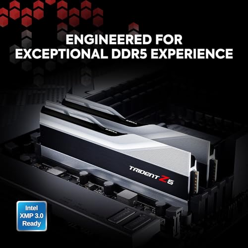 G.SKILL Trident Z5 Series (Intel XMP 3.0) DDR5 RAM 32GB (2x16GB) 6000MT/s CL30-40-40-96 1.35V Desktop Computer Memory UDIMM - Metallic Silver (F5-6000J3040F16GA2-TZ5S)
