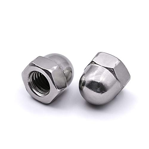 M6-1.0 Acorn Cap Hex Locknuts 30 PCS 304 Stainless Steel 18-8, Bright Finish