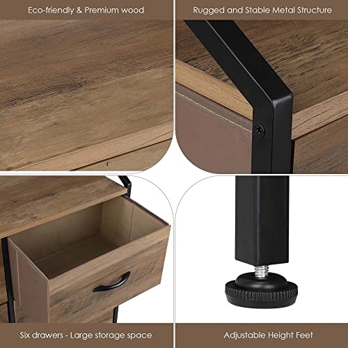 n/a Fabric Chest of 6 Drawers Cabinet Wood Top Storage Tower Closet Metal Stand