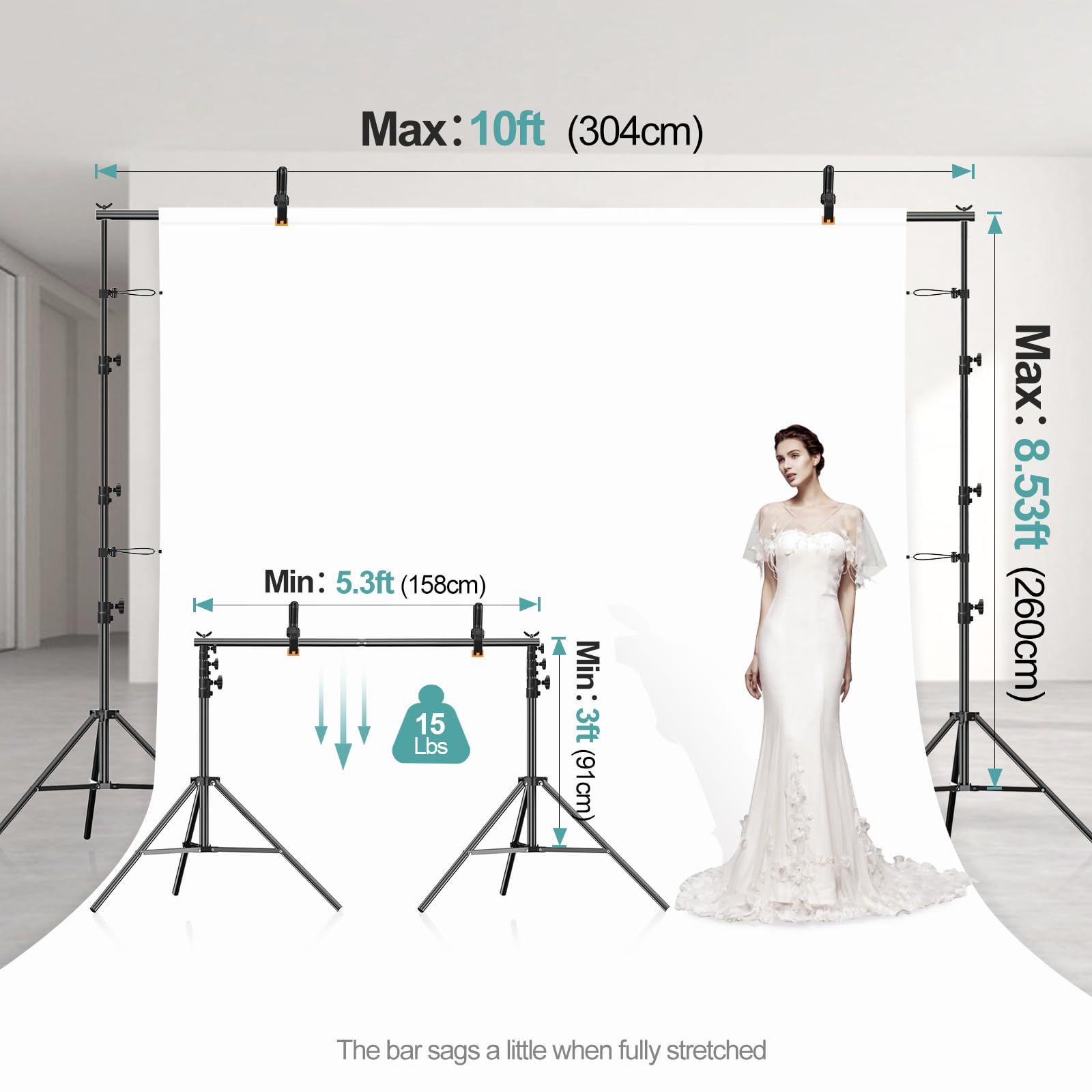 Emart Photo Backdrop Stand - 8.5 x 10ft Back Drop Adjustable Stand for Photoshoot, Photography Background Stand for Parties backdrops Hold