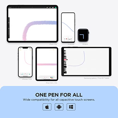 Pen for Tablet, Capacitive Disc Tip Stylus Pencil & Magnetic Cap Compatible with All Touch Screens, Pens for Apple iPad pro/5/6/7/8th/iPhone, Samsung Galaxy Tab A7/S7, Chromebook, Touch Pad (Black)