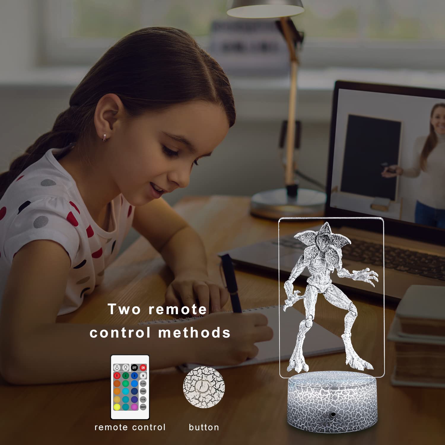 golioklsy 3D Night Light, with Remote & Smart Touch 7 Colors + 16 Colors Changing Opreated Dimmable,Multi Color Changing Night Light Table Lamp ,The Best Toy Gifts for Kids