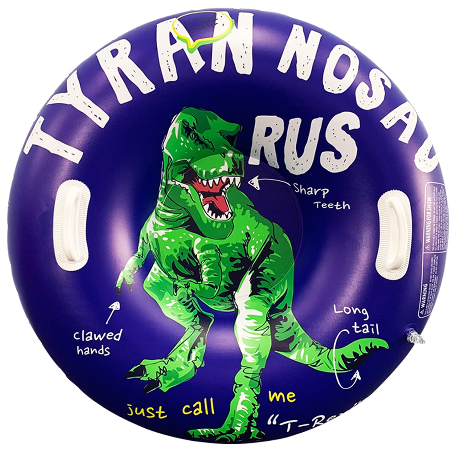 Dinosaur Snow Tube Inflatable Snow Sled with Handles for Skating Winter Outdoor Fun for Kids