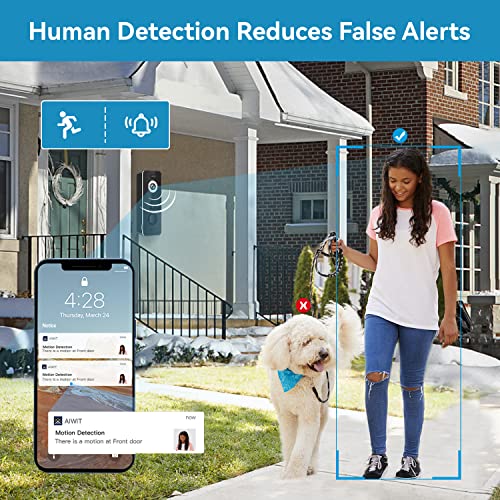 EKEN Doorbell Camera Wireless, Wi-Fi Video Doorbell Camera with AI Smart Human Detection, Indoor Chime Ringer Included, Cloud Storage, 2-Way Audio, Night Vision, Battery Powered
