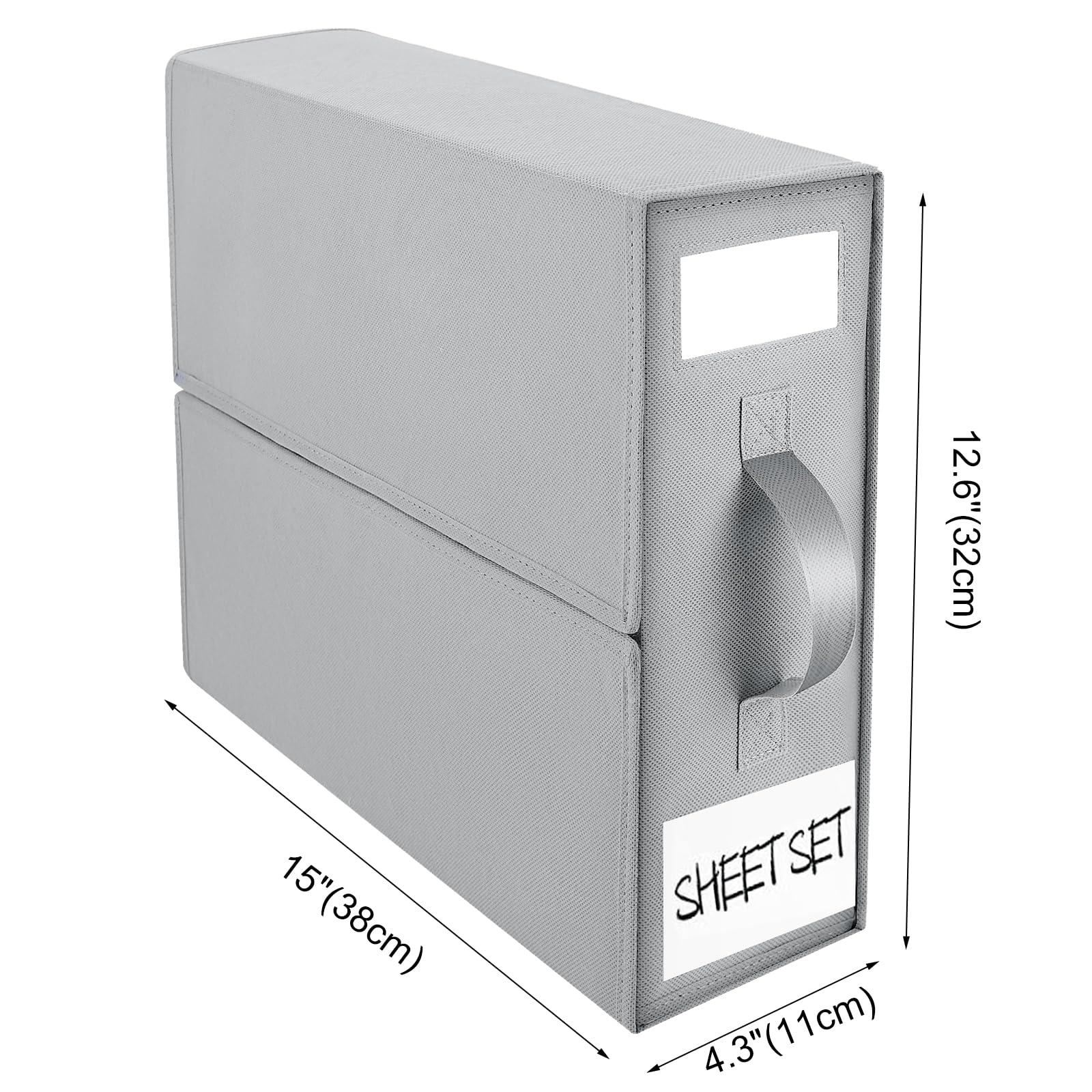HSFTEC Foldable Bedding Organizer, Fabric Storage Bins for Bed Sheets, Duvet Covers and Pillowcases, Closet Organizer, Storage Container Boxes for Blankets, Clothes (6 pack(Queen or King), Grey)