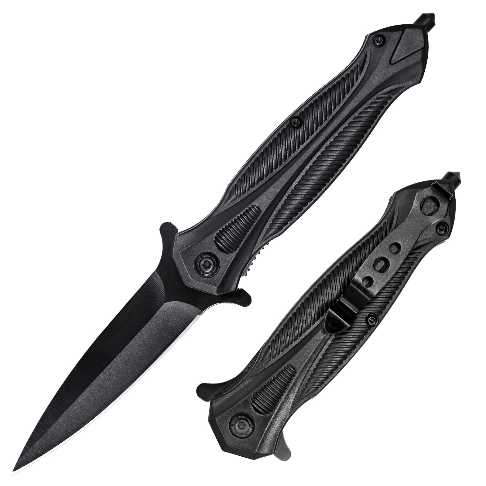 Dedilion Stainless Steel Folding Knife, Pocket Knife with Comfortable Non-slip Handle for Outdoor, Hunting, Tactical, Survival