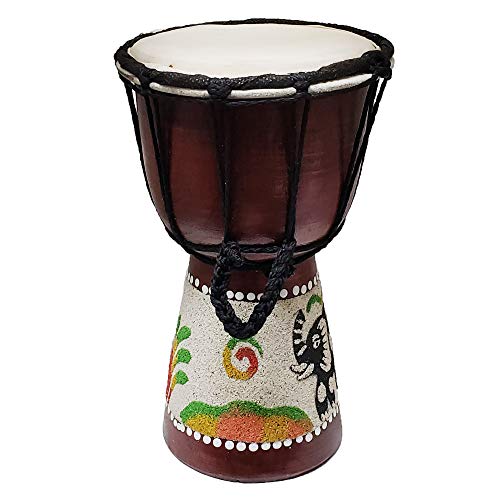Djembe Drum Sand Blasted Unique Effect African Inspired Hand Made Decor Coastal Beach Elephant Accent Music For Beginners Kids And Adults Also An Awesome Gifting Idea (8 inch, Elephant)