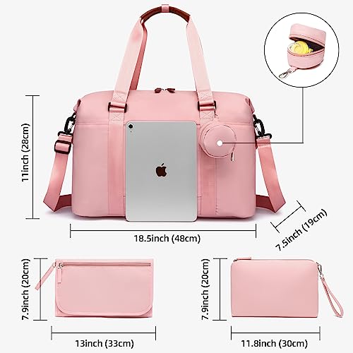 GITIBAB Large Diaper Bag Tote with Changing Pad and Cosmetic Bag,Mommy Bag for Hospital and Travel, Pink