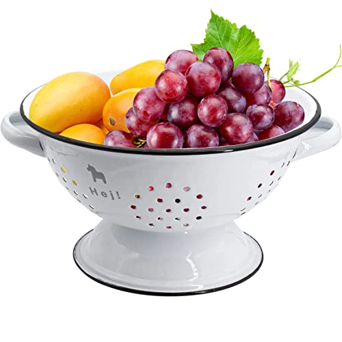 Enamel Fruit Bowl Basket for Kitchen Counters Decorative Fruit Bowl Home Table Decor, Applicable to Farmhouse Decor, Holiday Decoration (Pony)