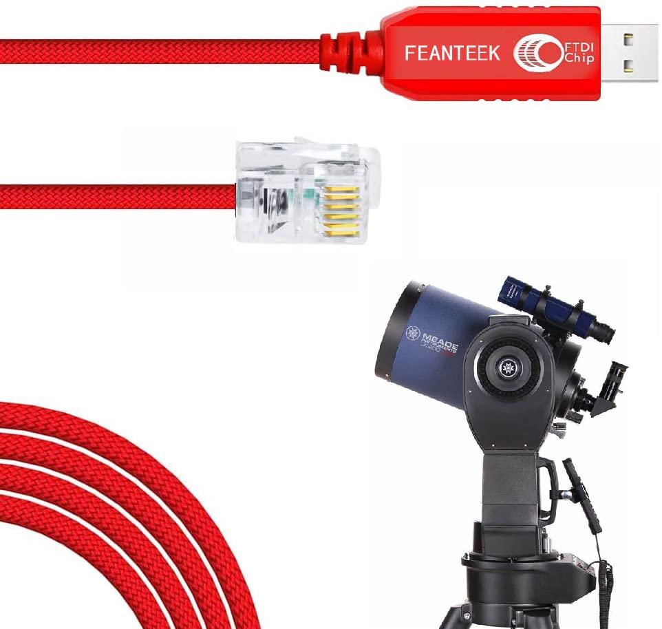 Feanteek USB to RJ12 Cable for Meade #507 Cable LX200 & LX-ACF Models Meade LX600 Telescopes Upgrade Control Console Cable(1.8M)