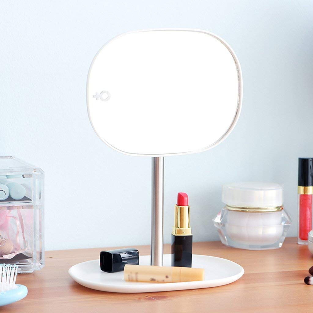 GUOSHUCHE Nordic Bathroom Mirror Make-up Mirror White 360 ??deg; Swivel Portable Mirror HD Princess Compatible with Indoor use with a Desk