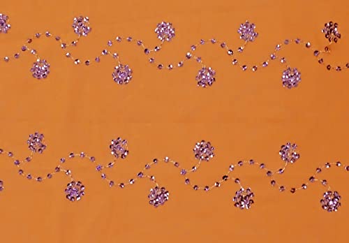 Peegli Indian Vintage Orange Georgette DIY Fabric Traditional Dress Material Sequins Textile