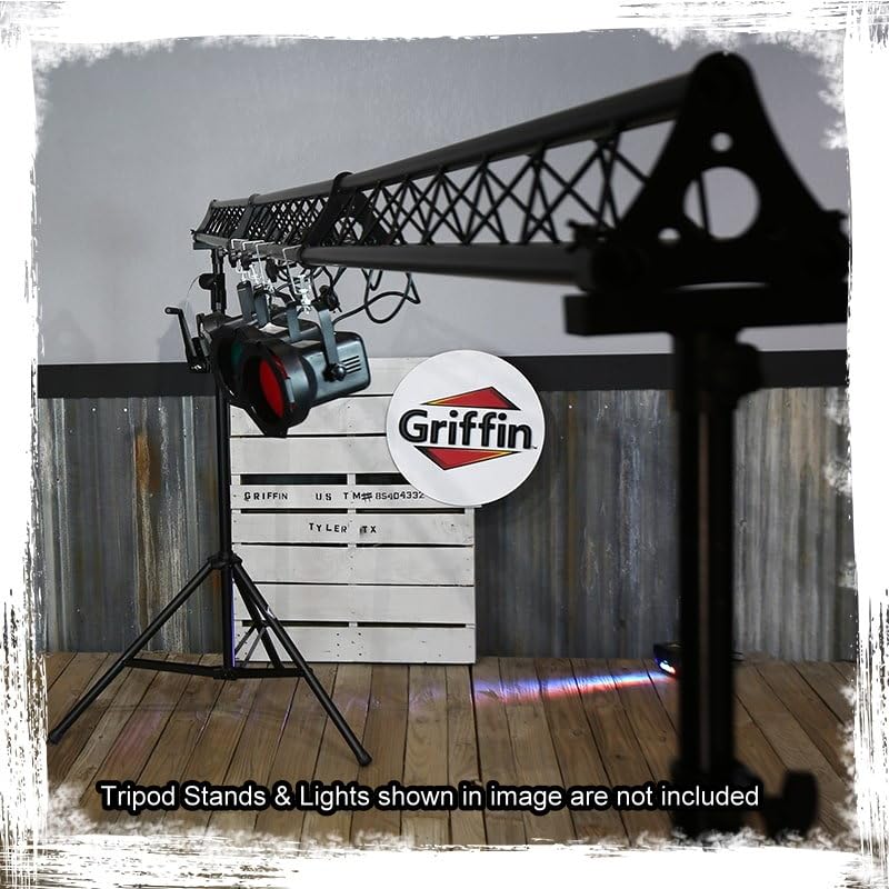 DJ Triangle Truss Extension Lighting System by GRIFFIN | Mounts on your Speaker Stands | Trussing Stage Kit for Smoke Machines & Dance Can Lights | C Clamps Mounting Brackets & Platform Hardware Set