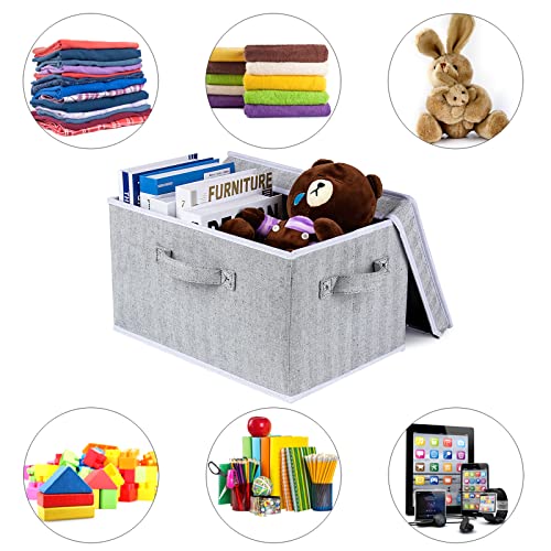 Zilink Storage Bins with Lids Decorative Baskets for Organizing Stackable Storage Bins for Nursery Bedroom Home Grey, Set of 4