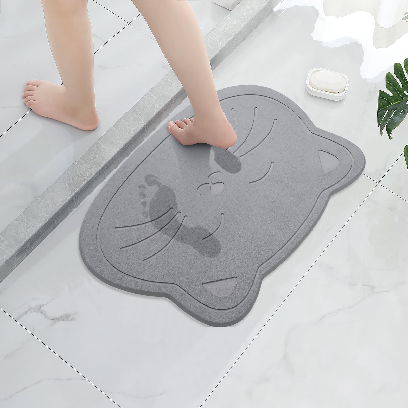 ChieFinch Diatomite Stone Bath Mat for Bathroom, Non-Slip Quick Dry Stone Shower Mats, Super Absorbent Diatomaceous Earth Bath Mat Stone, Suitable for Bathroom, Kitchen, Counter, 23.6" X 15.4"