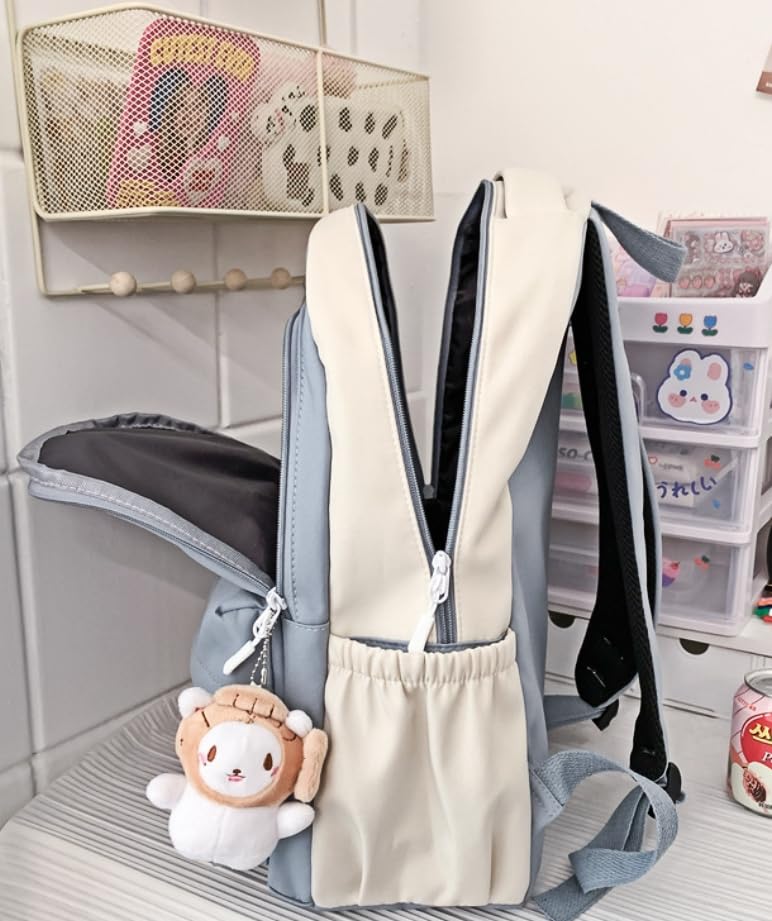 MAGSKY Aesthetic Backpack Cute Kawaii Backpack Large Capacity Casual Travel Mochilas Daypacks (Blue)