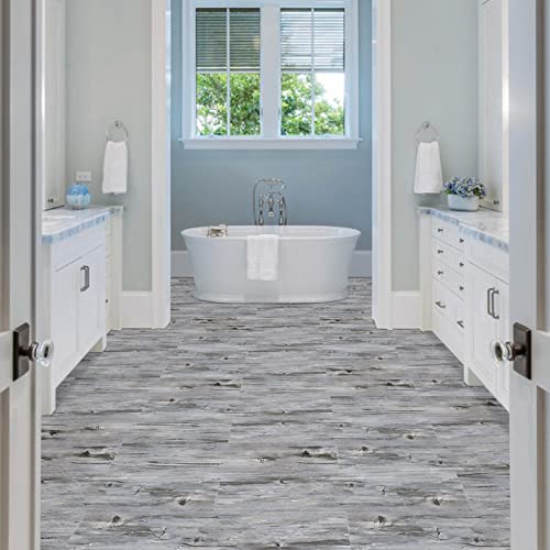 Peel and Stick Floor Tile Vinyl Flooring Peel and Stick Waterproof and Durable for Bathroom and Kitchen Self-Adhesive Vinyl Plank Flooring for DIY Installation 35 x 6 inch(10 PCS)