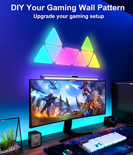 Triangle LED Light Panels, Triangle Lights with 6 Connection Ports, Real RGBIC Gaming Lights for Gaming Setup, Smart Wall Lights for Bedroom App Control Music Sync for Gaming Room Streaming, 6 Pack