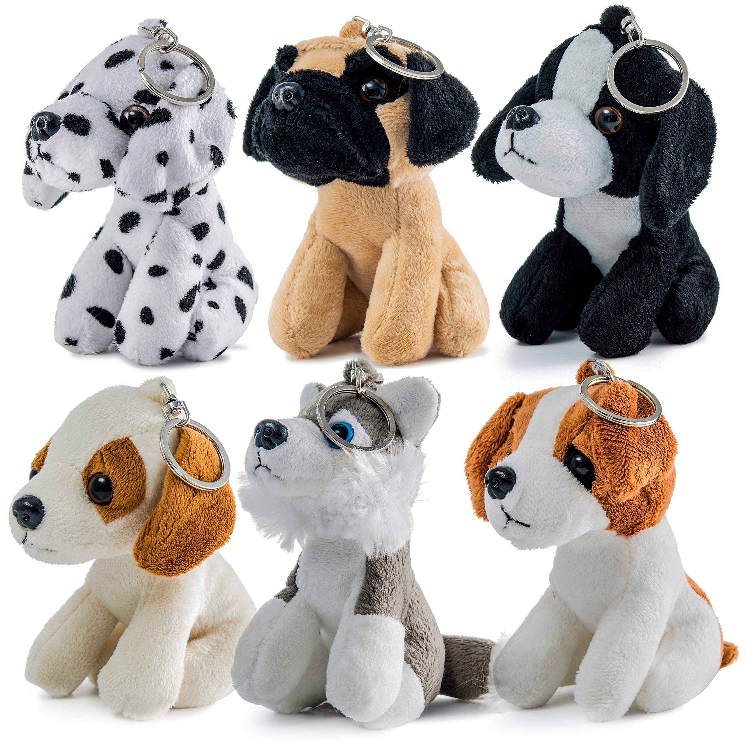 PREXTEX Plush Puppies Set - 6 Small Dog Stuffed Animals with Keychains | 5-Inch Cozy & Cute Puppy Toys for 3-5+ Year Olds