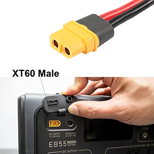 GELRHONR 4.9FT 12AWG Solar Connector to XT60 Female Extension Cable for Solar Panel RV Portable Power Station Solar Generator-1.5M 4.9Ft