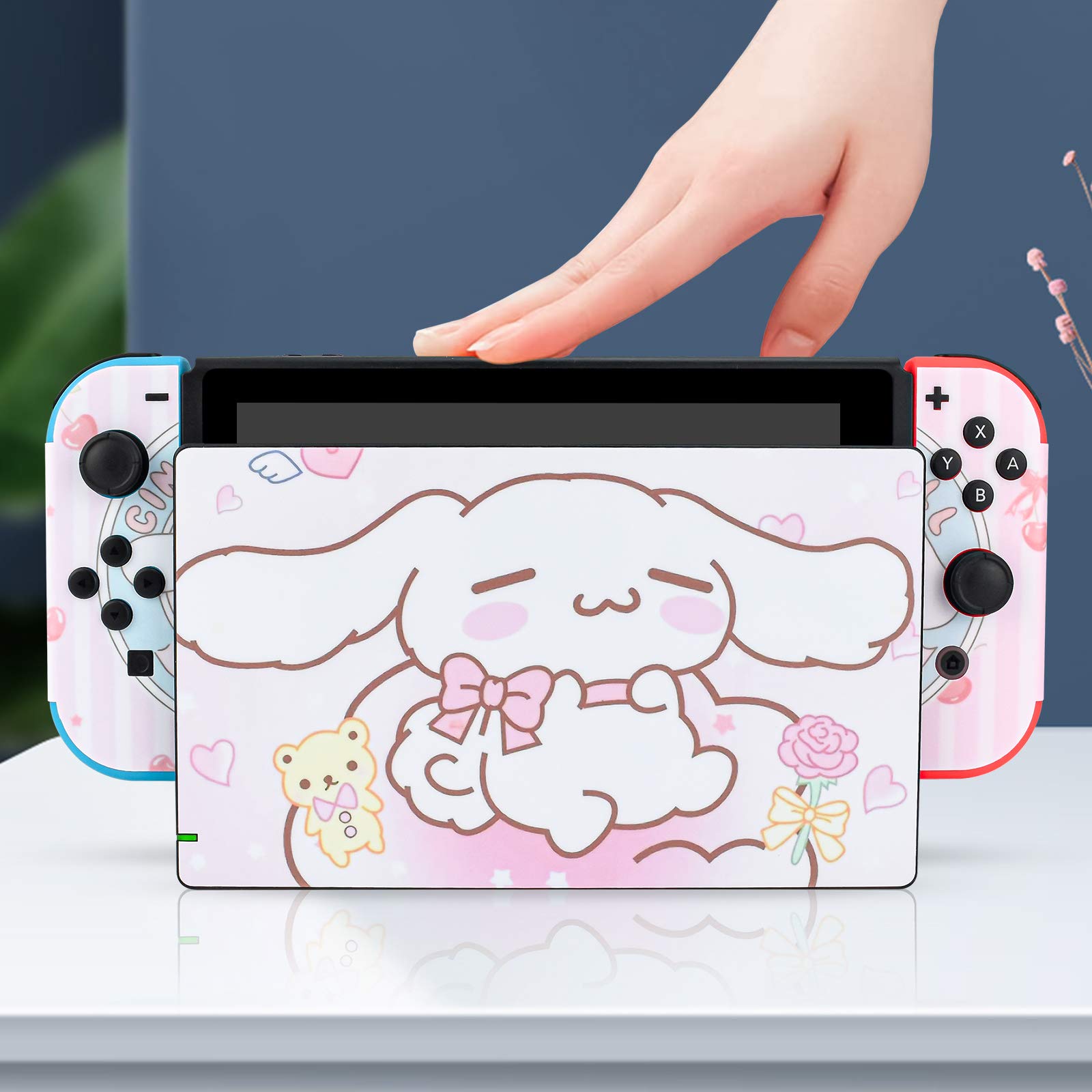 DLseego Switch Skin Sticker Pretty Pattern Full Wrap Skin Protective Film Sticker Design for Switch-Pink Dog