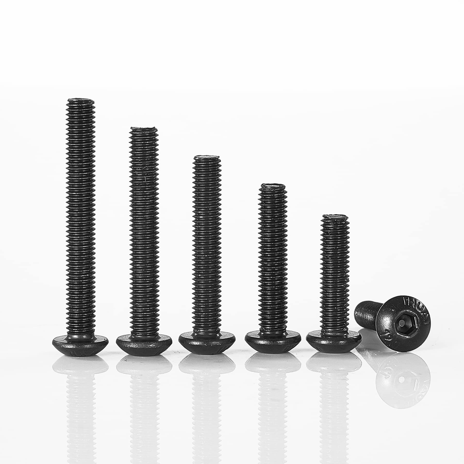 GUTEBANG M5 x 8mm 12mm 16mm 20mm 25mm Button Head Socket Cap Screws Bolts, 10.9 Grade Alloy Steel, Allen Hex Drive, Black Oxide Finish, Metric Fully Threaded, 50PCS