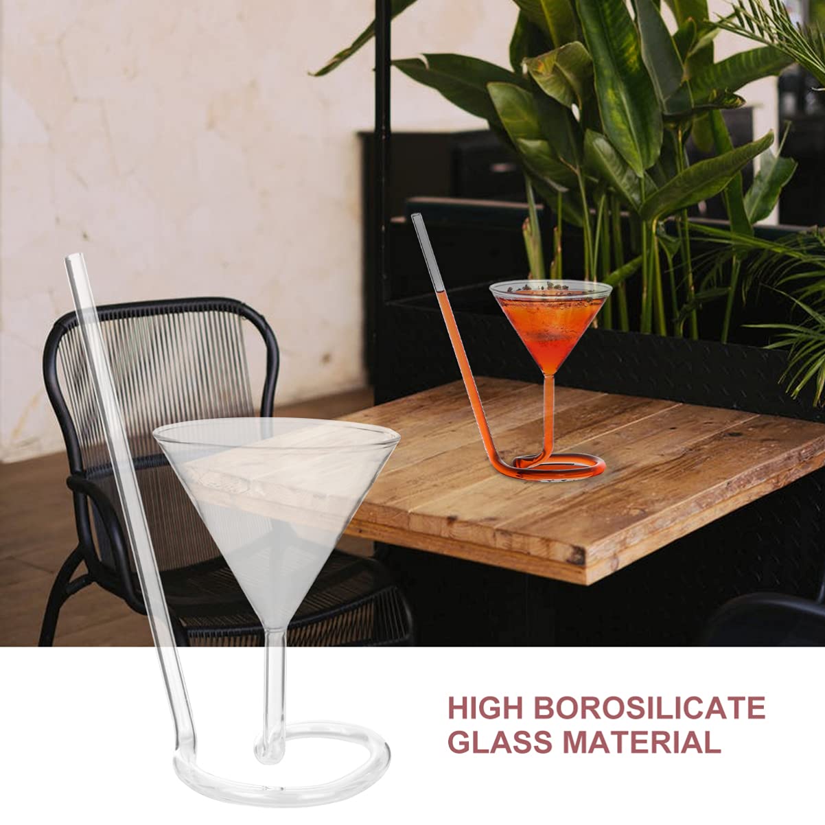 DOITOOL Spiral Cocktail Glass, Creative Vampire Filter Red Wine Glass, Long Tail Cocktail Straw Wine Glass Rotating Martini Glass, Transparent Red Wine Glass Wine Cup (Transparent) (2Pcs)