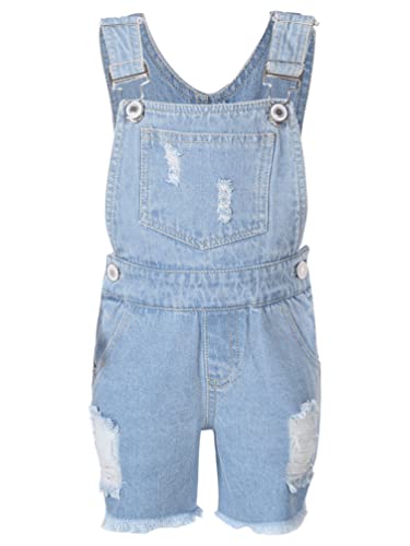 iiniim Toddler Kids Girls Adjustable Straps Jean Shortall Overalls Denim Ripped Hot Pants Blue 6-12 Months