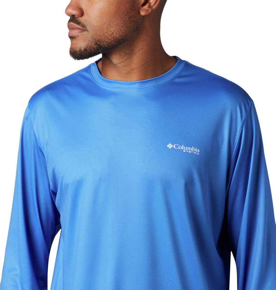 Columbia Men's Tall Size Terminal Tackle PFG Fish Flag LS, Vivid Blue/White, XLT