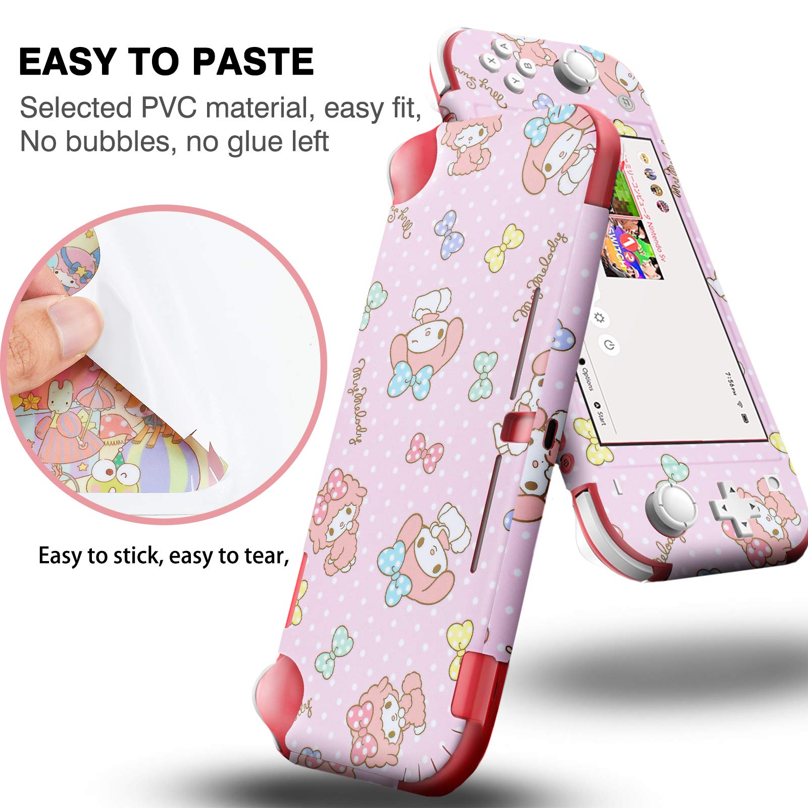 DLseego Switch Lite Skin Cute Animals Pattern Full Wrap Skin Protective Film Sticker Design for Switch Lite-Melody