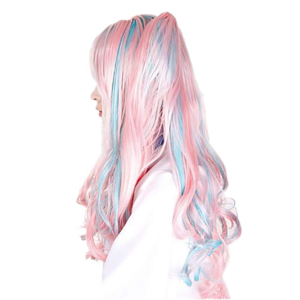 NEARTIME Cosplay Synthetic Curly Wigs, Colorful Beautiful Long Cool Full Lace Front Hair Girl Curly Multicolor Hair Wig