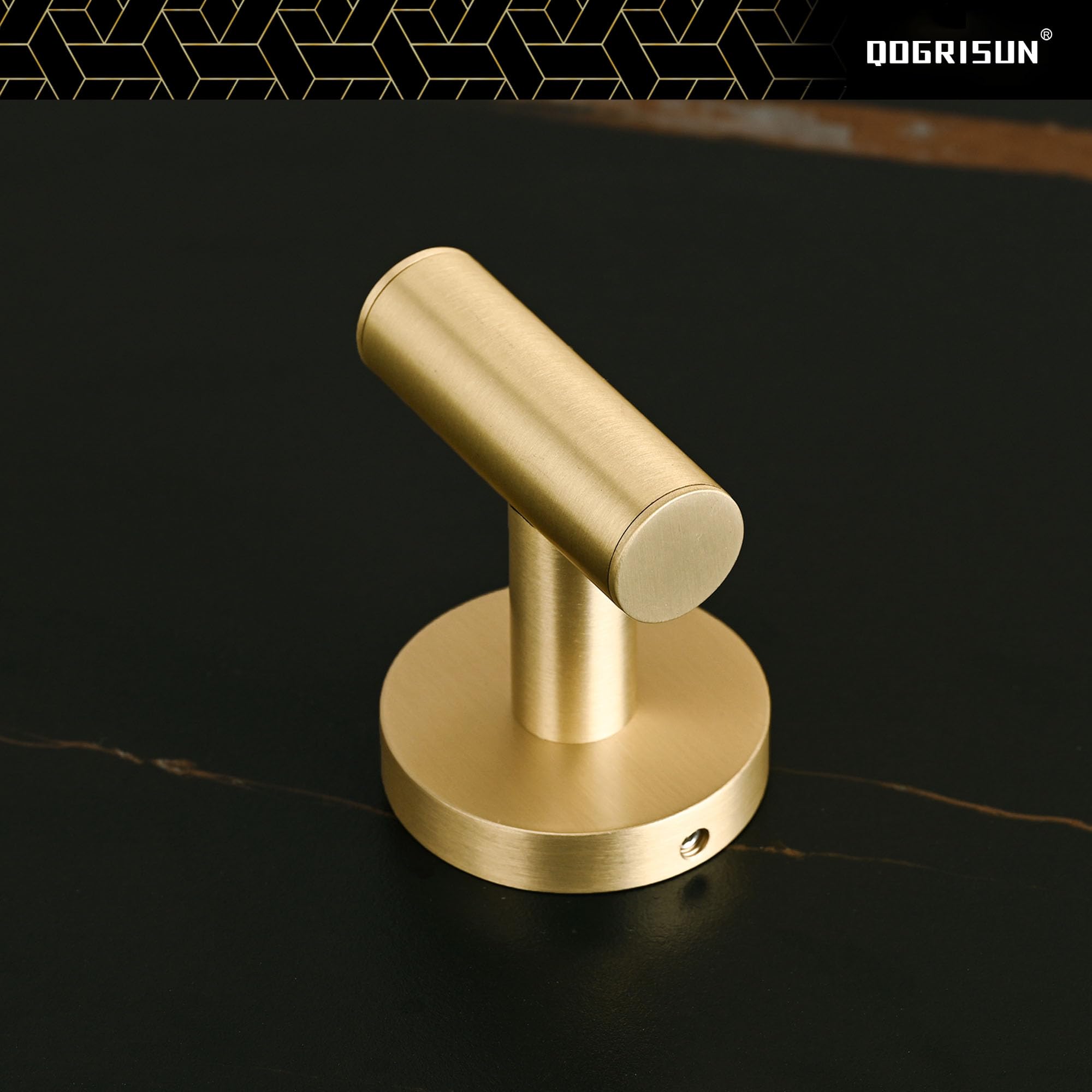 QOGRISUN Brass Towel Hook for Bathroom, Gold Coat Hook Door Hanger Towel Robe Hook Heavy Duty,Modern Brass Bathroom Accessories Wall Mounted, 1 Pack Brushed Brass