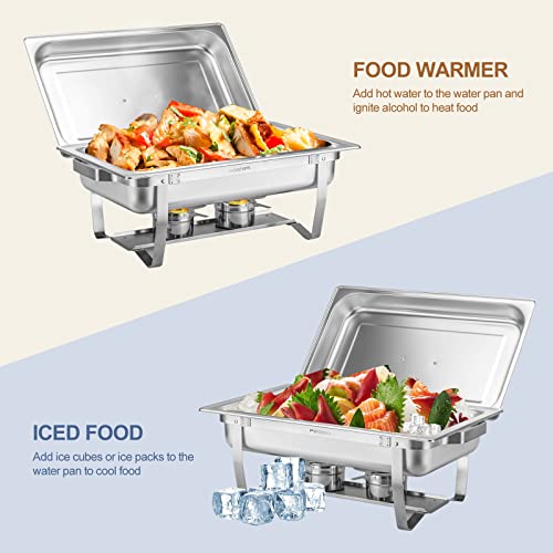 Perossia 3 Packs Chafing Dish Buffet Set Stainless Steel Food Warmer with 8QT 3 Full Size Pans Portable for Parties Catering Buffet Servers and Warmers