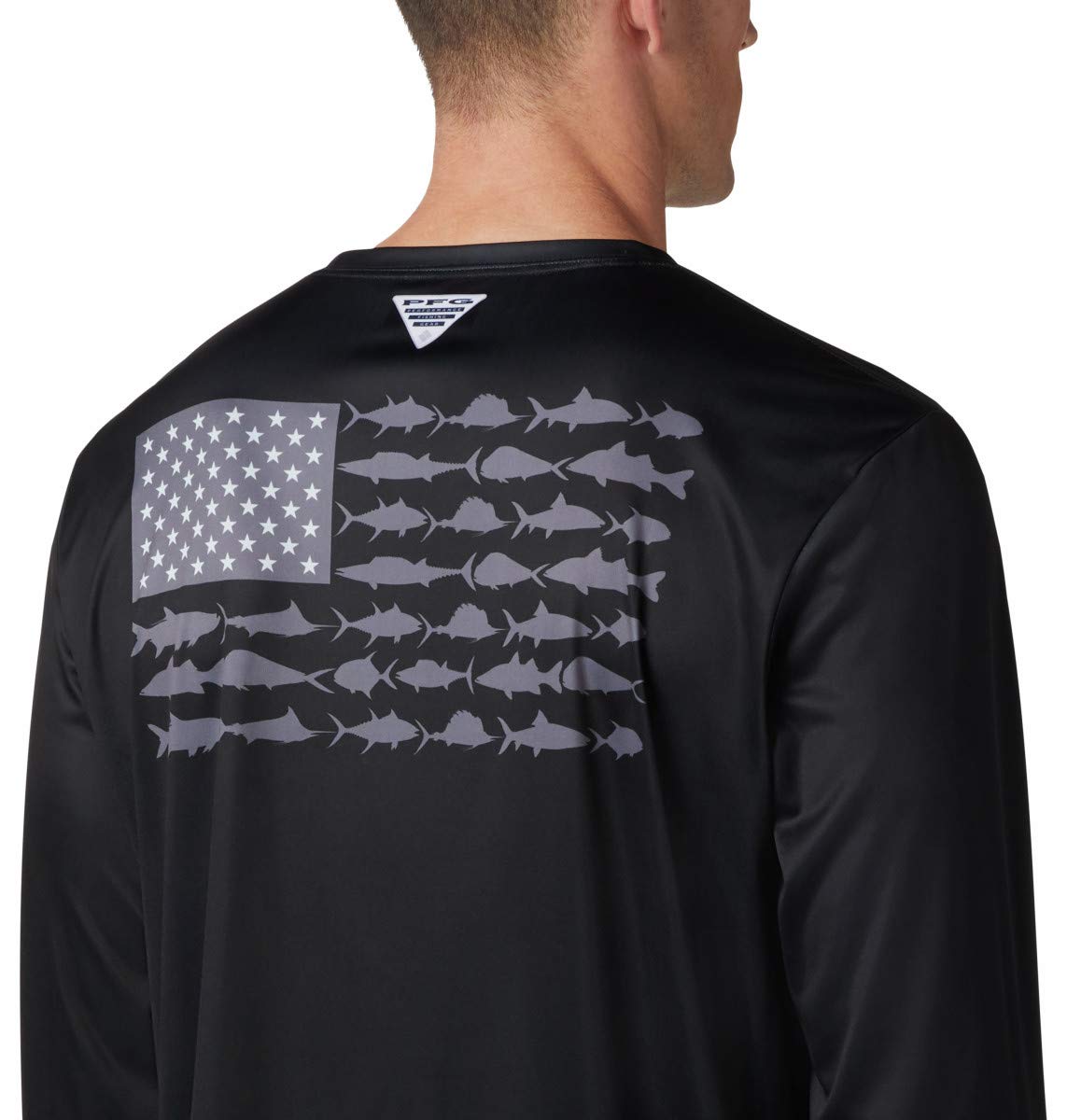 Columbia Men's Standard Terminal Tackle PFG Fish Flag LS, Black/Graphite, Medium