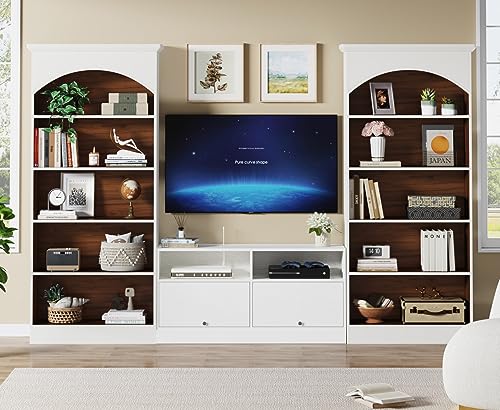 Tribesigns 5-Shelf White Bookcase and Bookshelf, 70.9'' Tall Bookcase with 5-Tier Storage Shelves, Vintage Free-Standing Library Bookshelf Shelving Unit for Living Room, Home Office (White & Oak)