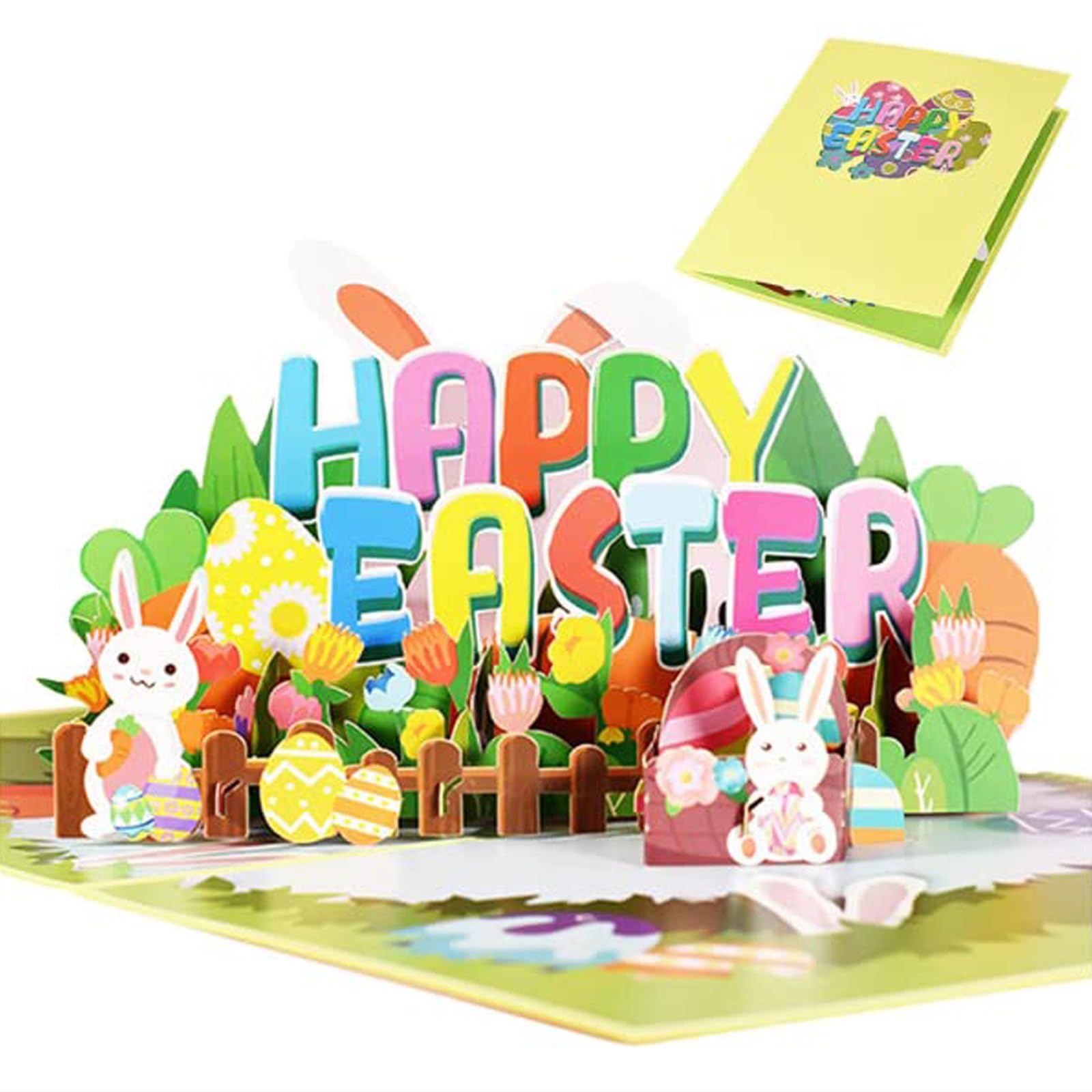 Della Stella Easter Pop Up Card, 3D Easter Greeting Cards,Easter Bunny Card with Envelopes, Pop Up Greeting Cards for Wife,Husband,Duaghter,son (Happy easter)