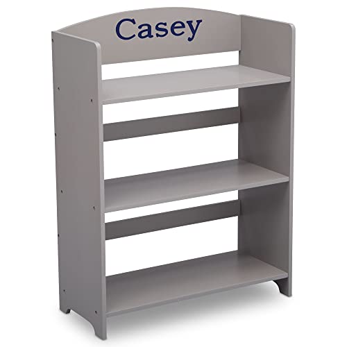 Delta Children Personalized 3-Shelf Wood Bookshelf, Greenguard Gold Certified, Grey