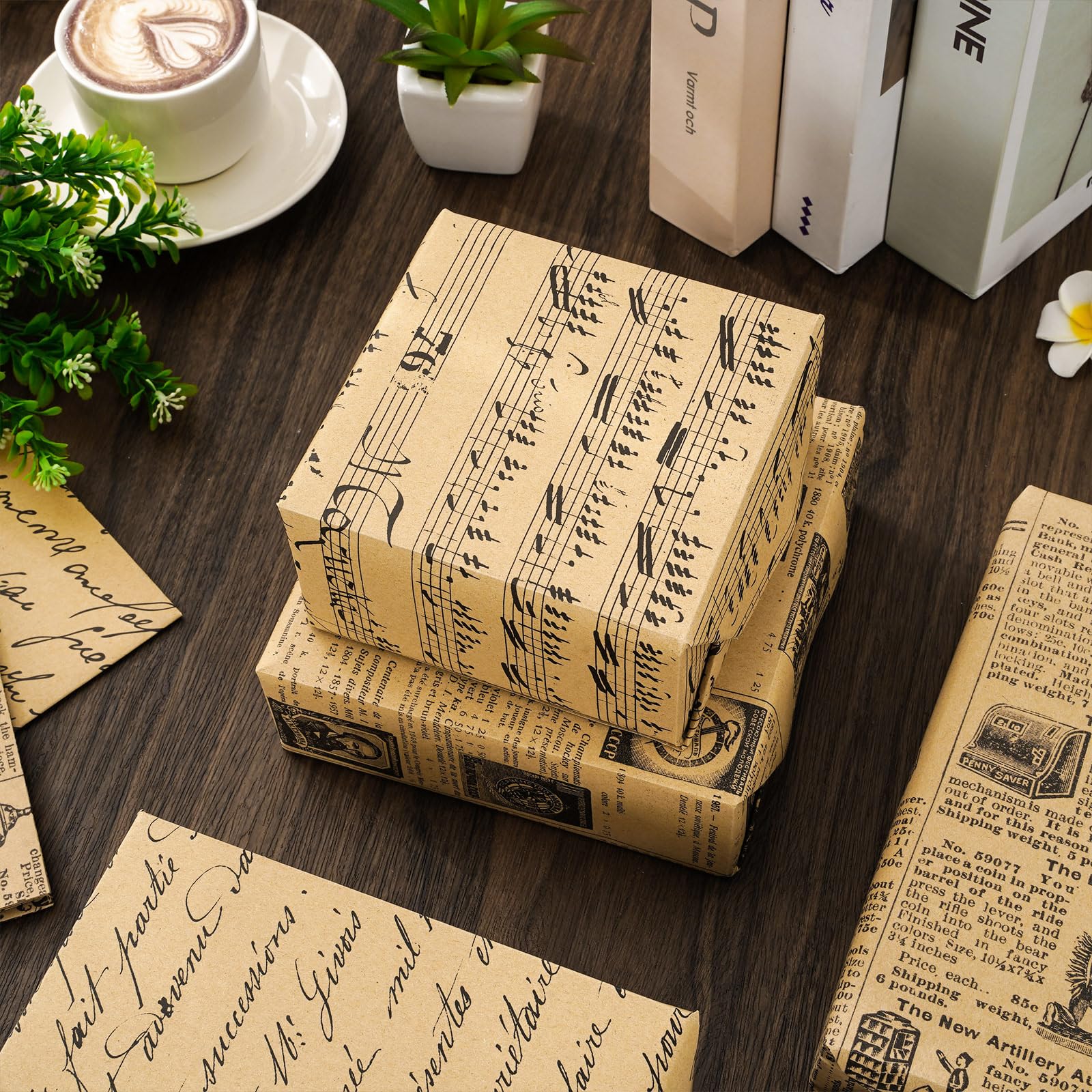 JarThenaAMCS 12 Sheet Vintage Newspaper Wrapping Paper -Not Roll- Retro Gift Wrap Paper Folded Flat Art Paper for DIY Crafts Gift Wrapping, 19.7 x 27.6 Inch