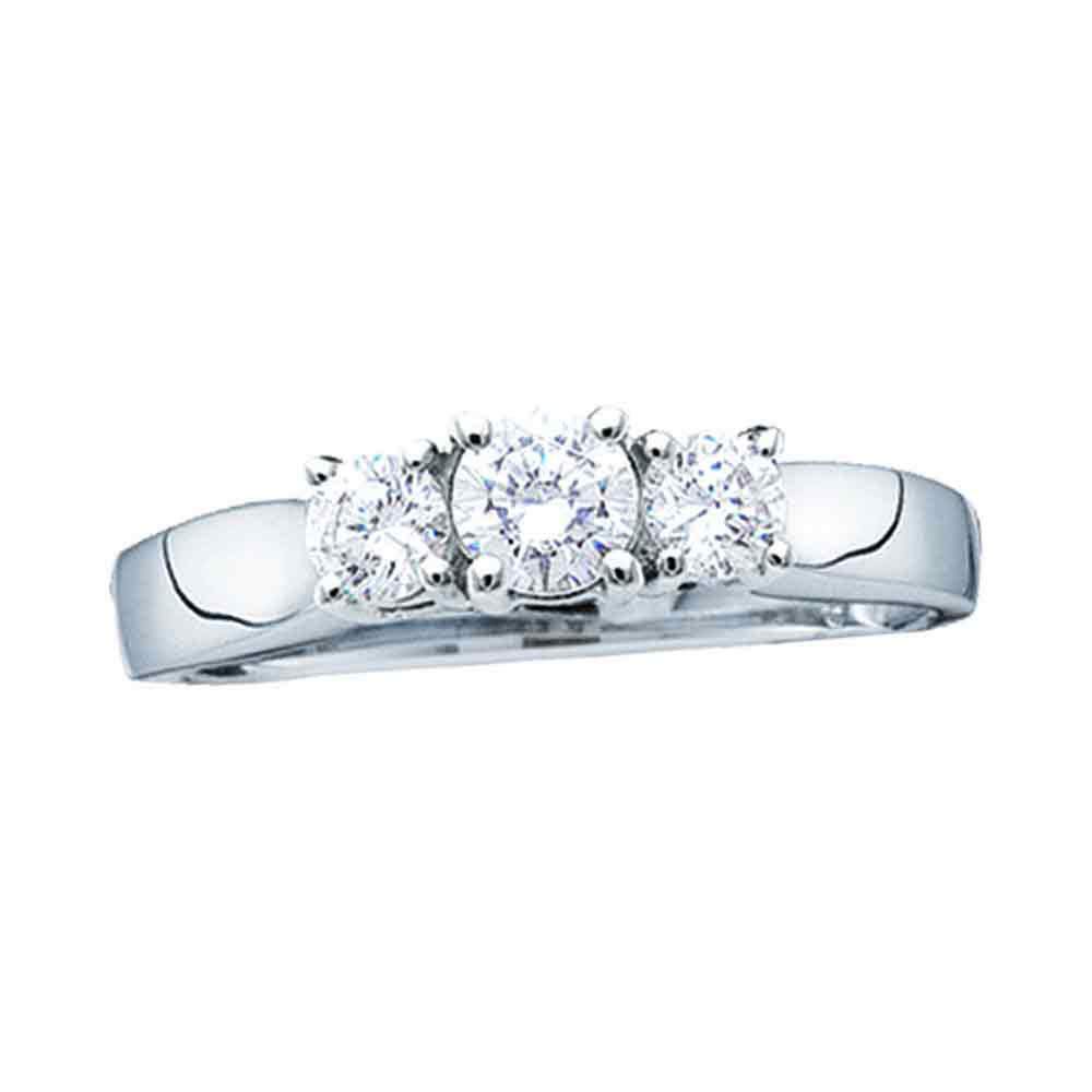 Dazzlingrock Collection 14kt Yellow Gold Womens Round Diamond 3-stone Bridal Wedding Engagement Ring 3/4 ctw