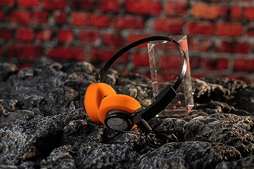 Invent Lord Style Lightweight Earphones Hi-Fi Stereo Earphone Headset Orange ear pad Steel Mesh 3.5mm Jack Classic