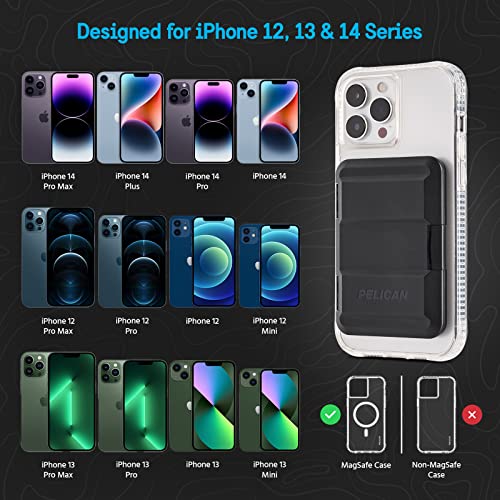 Pelican Magnetic Wallet & Card Holder - Heavy Duty Snap-on MagSafe Wallet - Detachable Hard Shell Lightweight iPhone Wallet - for iPhone 14 Pro Max/ 14 Pro/ 14/13 Pro Max/ 13 Pro/ 12 Pro Max - Black
