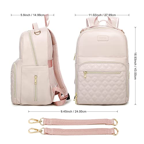 Ezgnuk Diaper Bag Backpack, Quilted Baby Bag with Insulated Pocket, Multi Functional Portable Hanging Diaper Trolley Backpack Lovely Light Mother Pack (Pink)