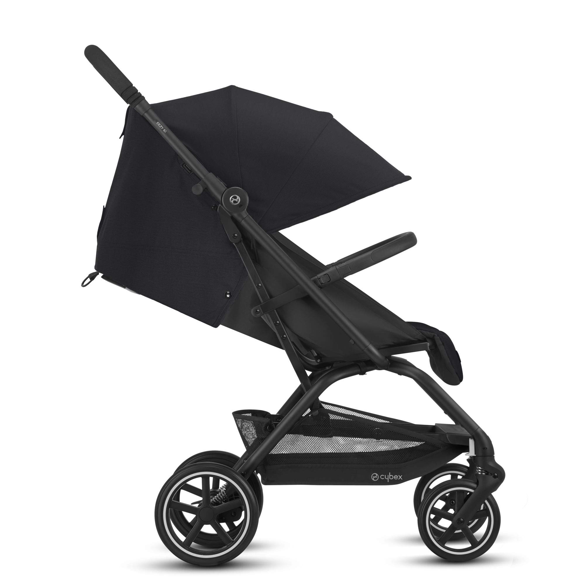 Cybex Eezy S + 2 Lightweight Travel Baby Stroller for 6 Months+, Compatible with Infant Car Seats, Compact Fold, Stands for Storage, All-Terrain Wheels, Deep Black
